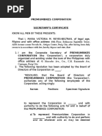 Secretary Certificate Sample