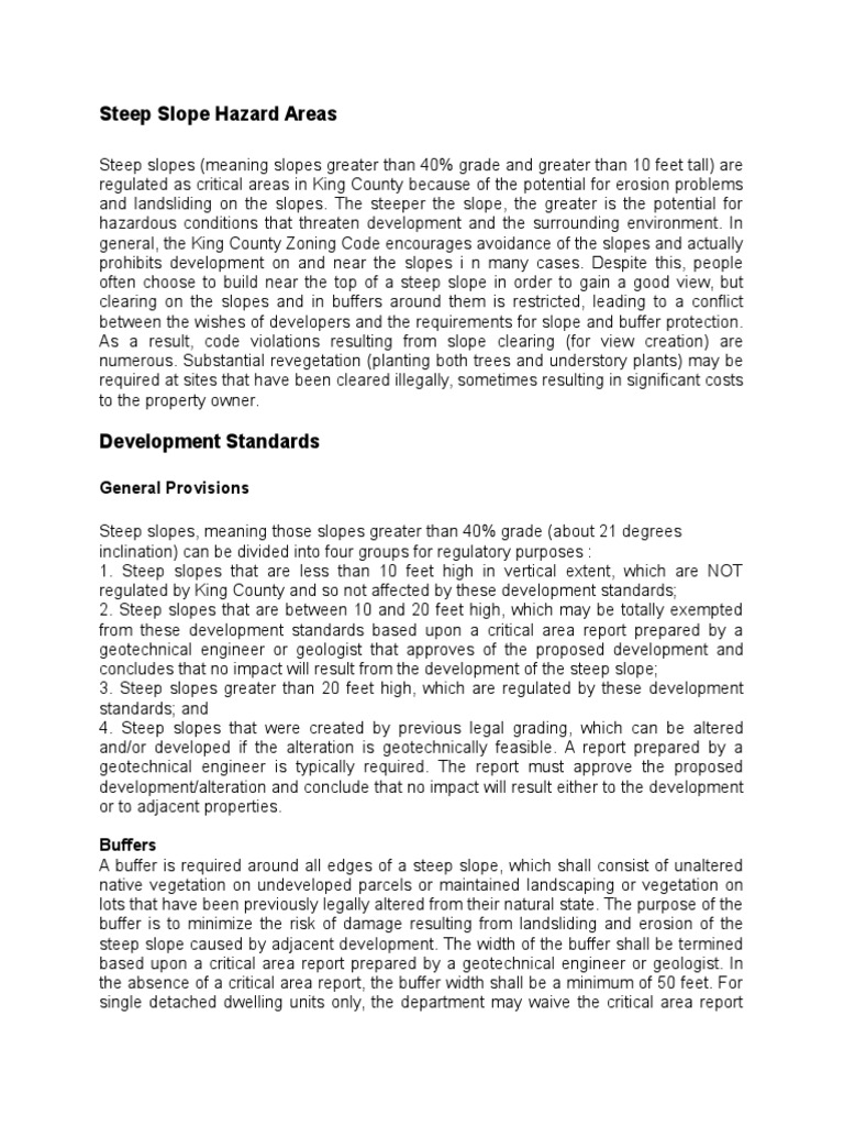 Steep Slope Hazard Areas | PDF | Land Lot | Geotechnical Engineering