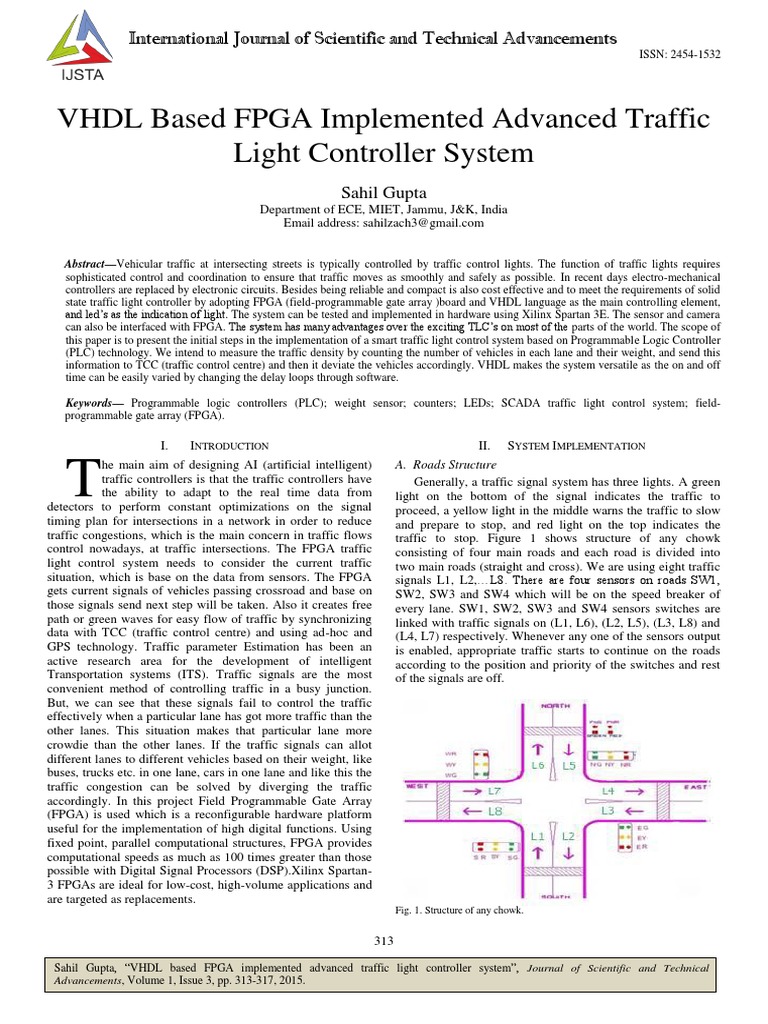VHDL Based FPGA Implemented Advanced Traffic Light Controller System | PDF | Traffic | Field ...