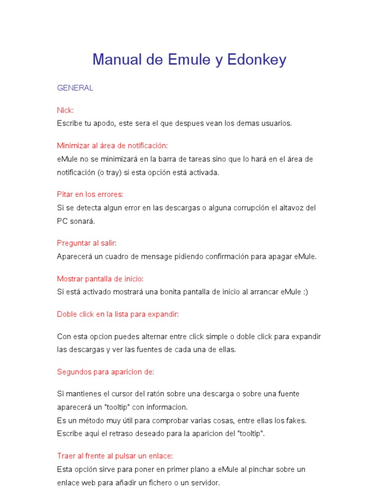 Manual de Emule y Edonkey | PDF | Archivo de computadora | Protocolos de internet