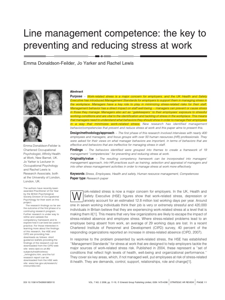Line Management Competence: The Key To Preventing and Reducing Stress ...