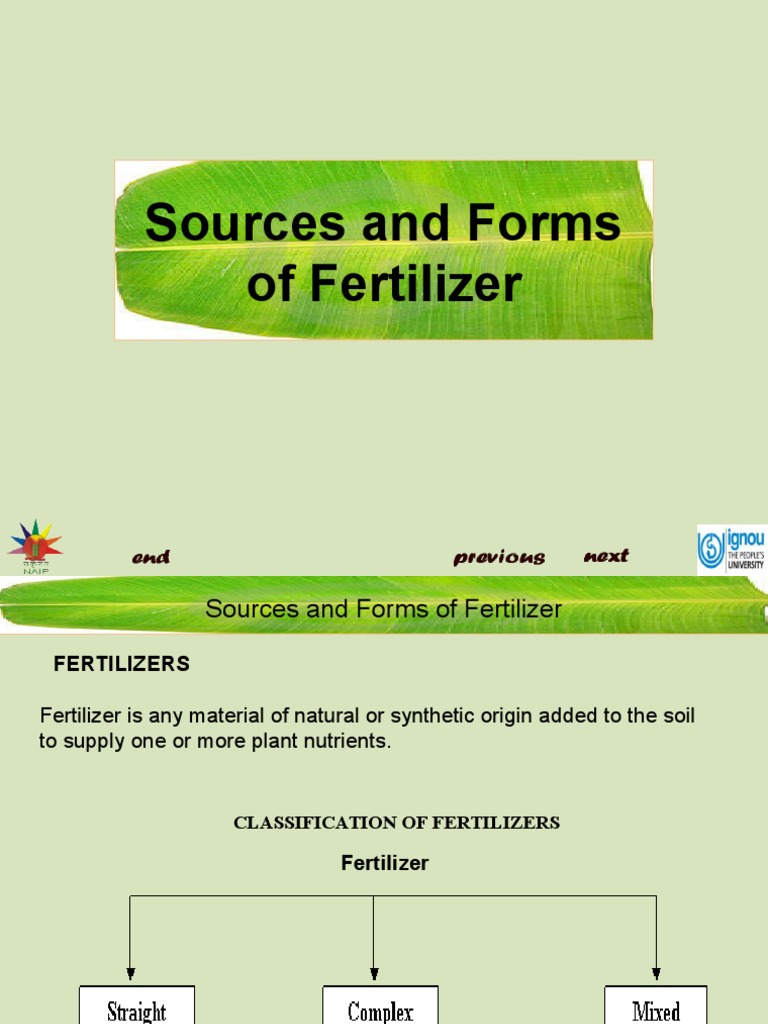 Sources and Forms of Fertilizers | Plant Nutrition | Fertilizer