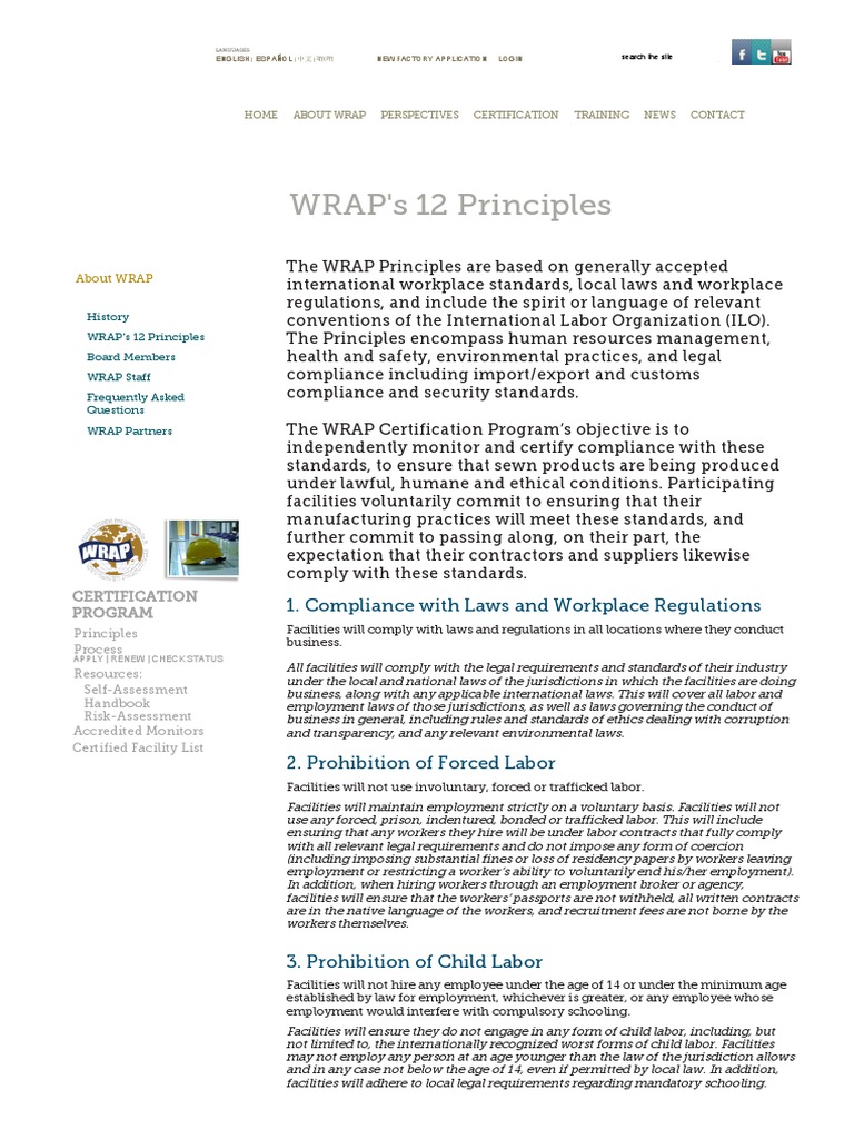WRAP's 12 Principles | PDF | Employment | Labour Law
