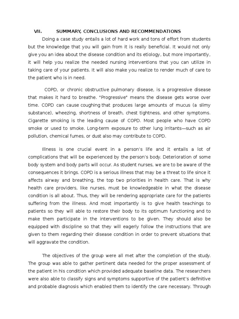 Conclusions on COPD Case Study | PDF | Chronic Obstructive Pulmonary ...