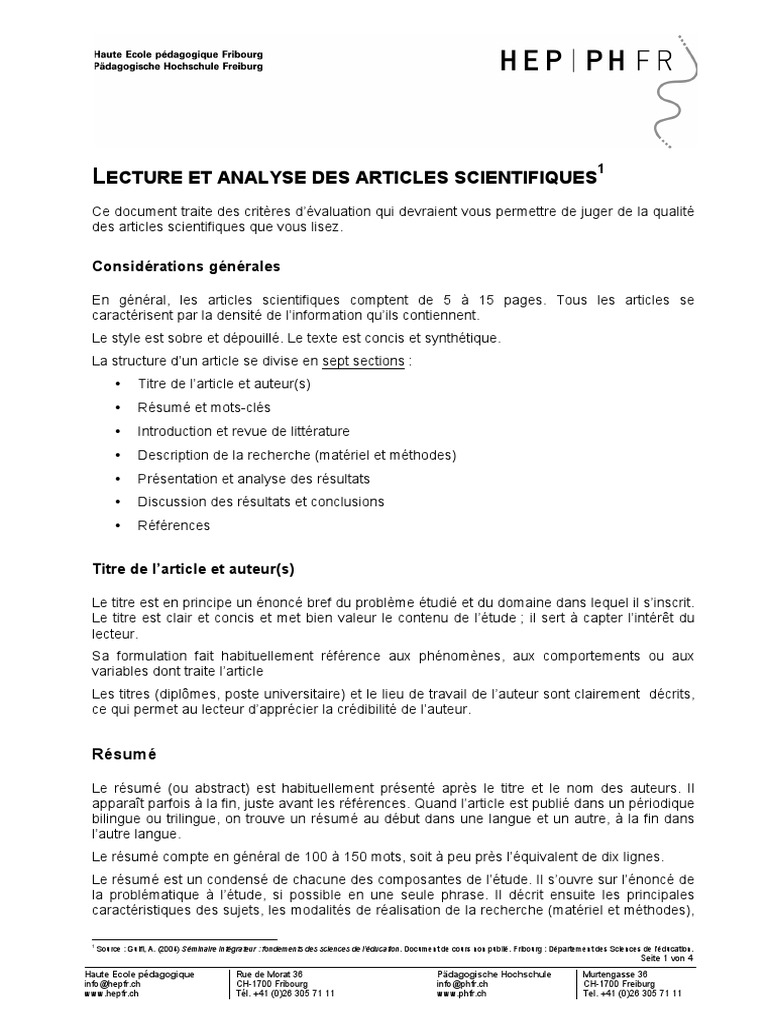 Structure Article Scientifique PDF | PDF | Lecture (Processus) | Science