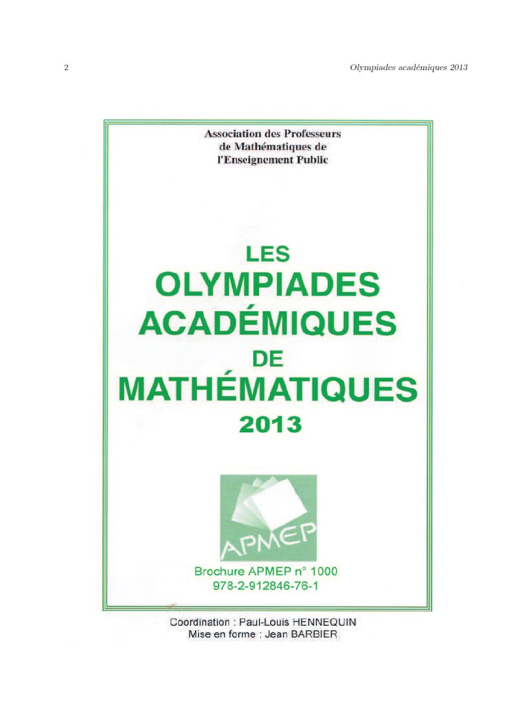 Olympiades de maths | Zone | Entier naturel