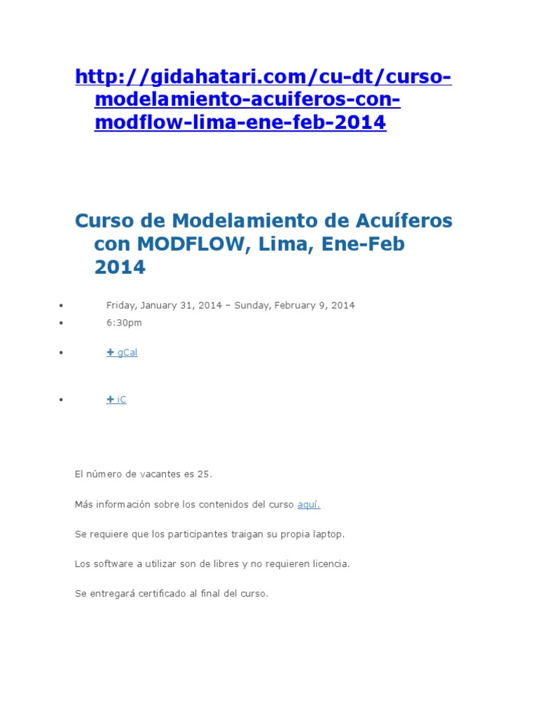 Curso de Modelamiento de Acuíferos Con MODFLOW | PDF | Agua subterránea | Prueba (evaluación)