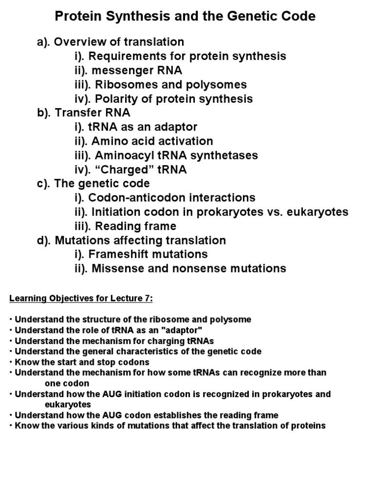 Protein Synthesis and Genetic Code Overview | PDF
