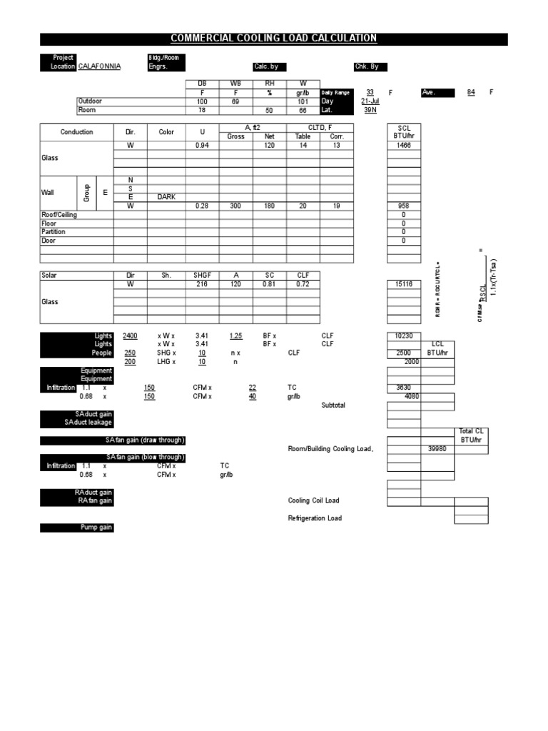 Commercial Cooling Load Calculation | PDF | Applied And ...