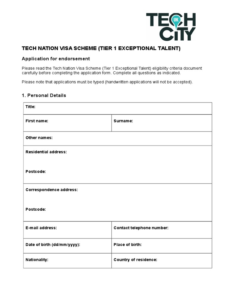 Tech Nation Visa Application Guidelines | PDF | Travel Visa | Employment