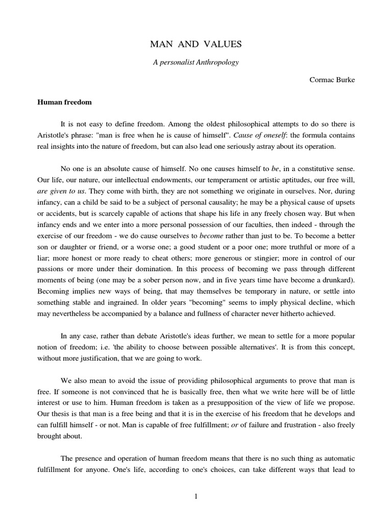 Man & Values - Human Freedom | PDF | Free Will | Causality