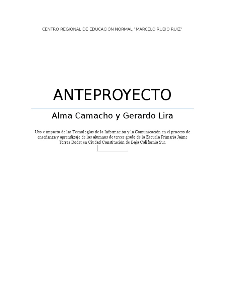 AnteProyecto: La Influencia de Las TIC S en El Ambito Educativo. | PDF | Tecnología de ...