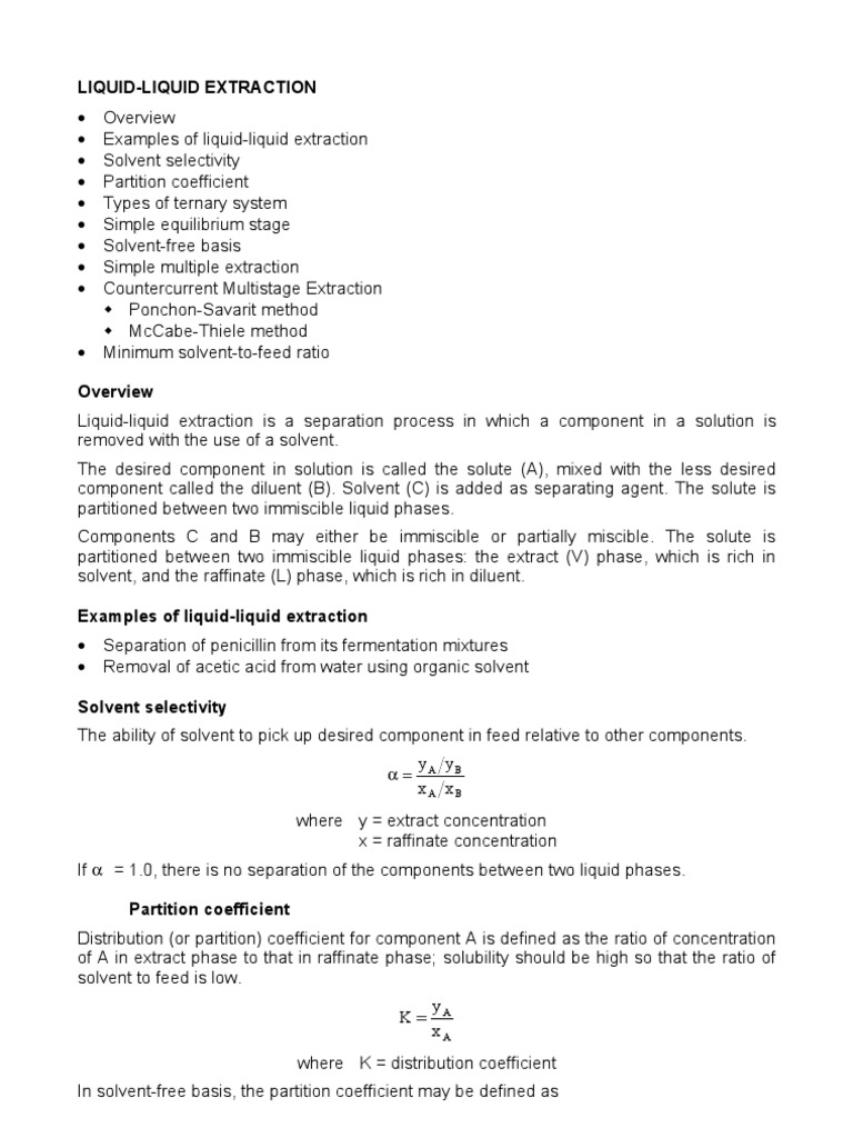 Liquid Liquid Extraction | PDF | Phase (Matter) | Solution