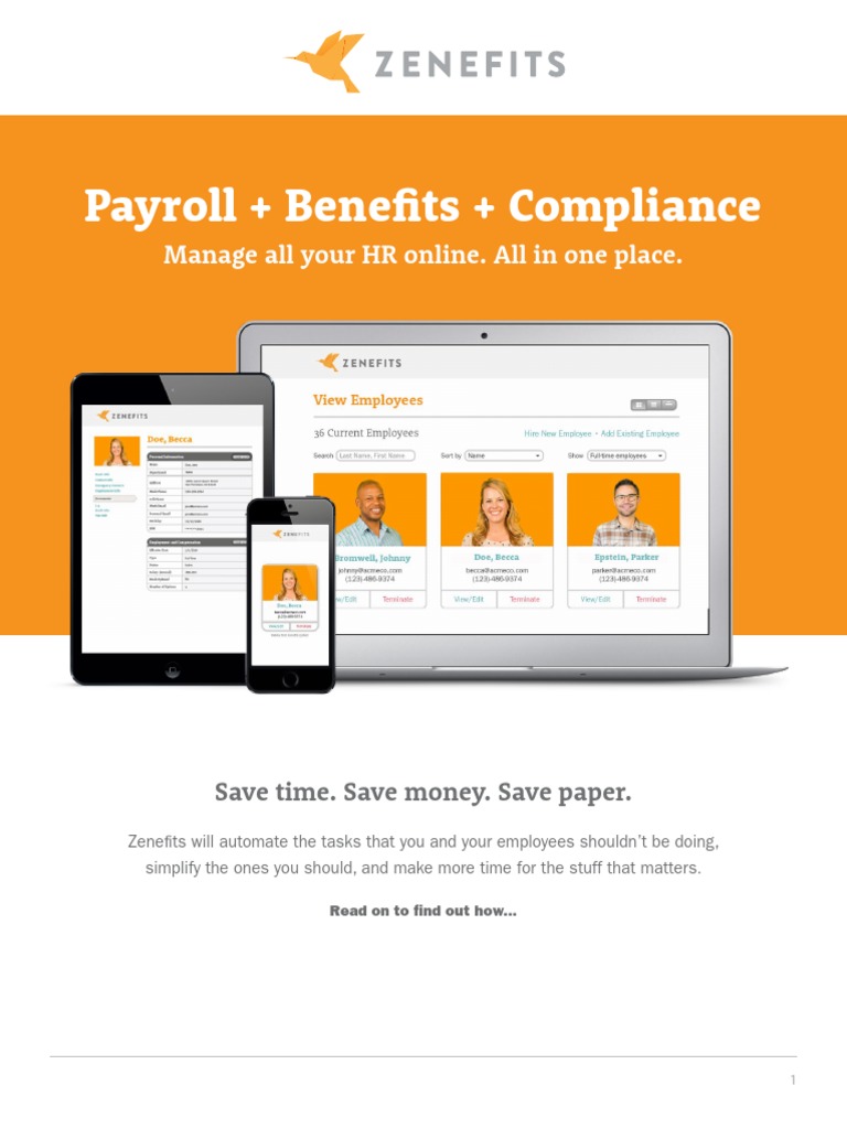 Zenefits Brochure | PDF | Payroll | Employee Benefits
