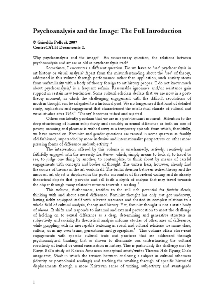 Psychoanalysis and The Image: Introduction. | PDF | Psychoanalysis ...