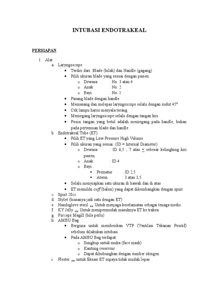 Intubasi Endotrakeal | PDF