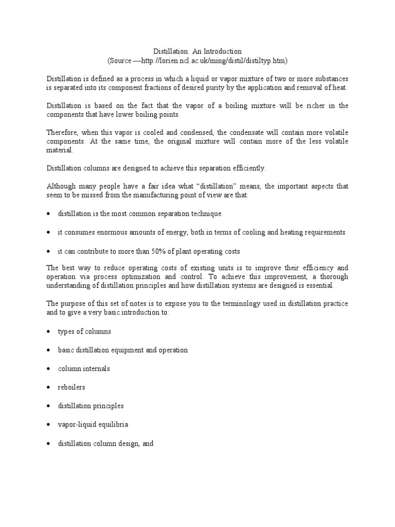 Distillation: An Introduction | PDF | Distillation | Phases Of Matter