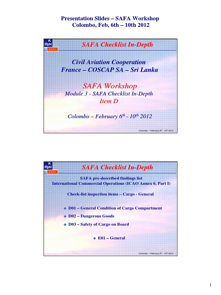 1.3-5 SAFA Checklist in-Depth D Items - COL | Dangerous Goods ...