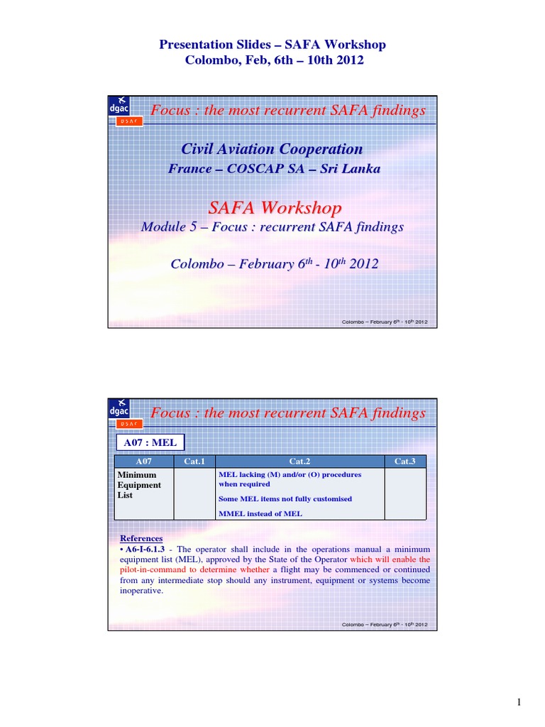 1.5 Focus On The Most Recurrent SAFA Findings - COL | PDF | Airport ...