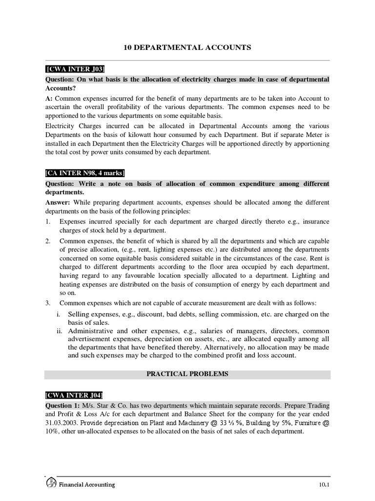 Department Accounts | PDF | Stocks | Expense