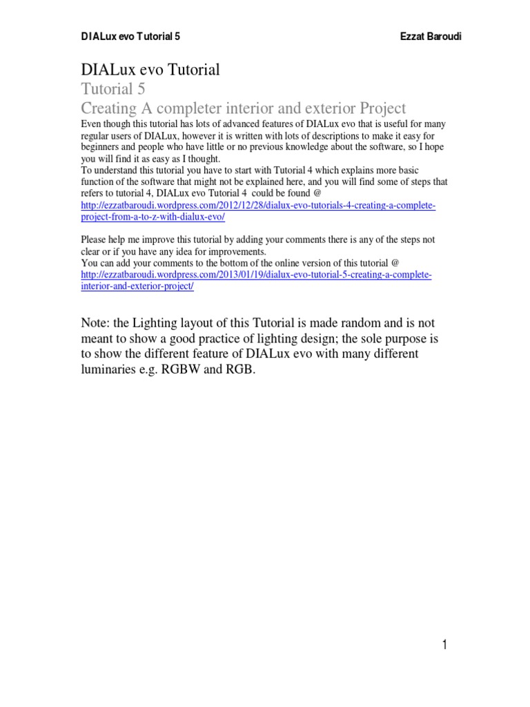 Dialux Evo Tutorial 5 PDF File Creating A Complete Interior and Exterior Project | PDF ...