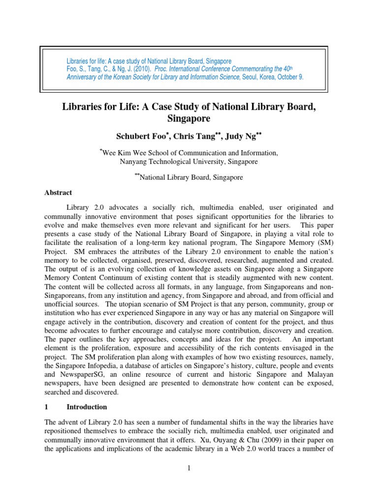 Libraries For Life: A Case Study of National Library Board, Singapore ...