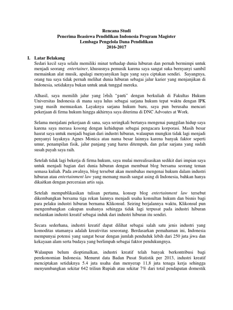 Contoh Rencana Studi | PDF