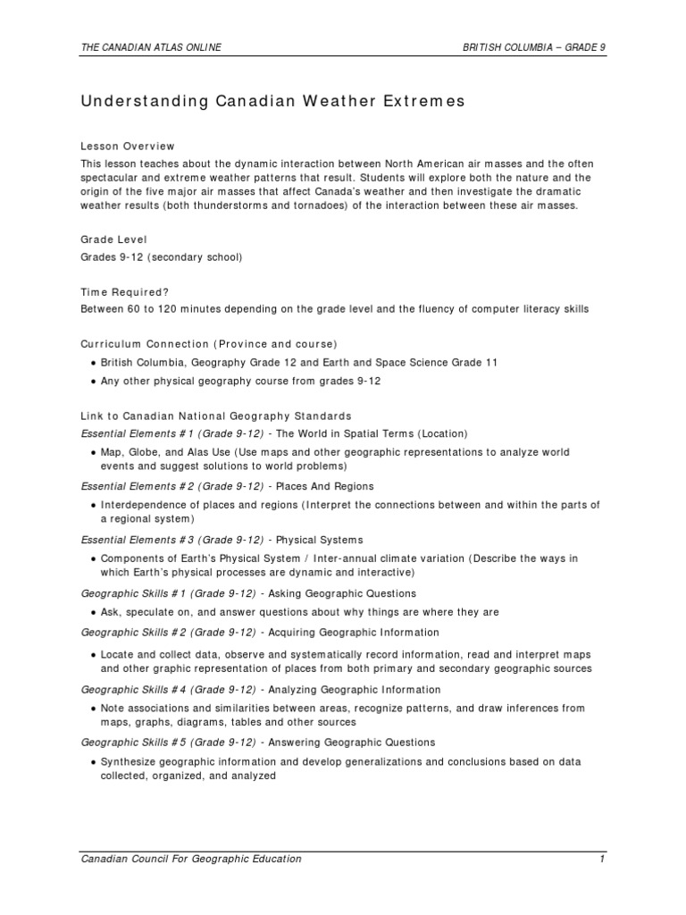 Grade 9 The Canadian Atlas Online - Weather | PDF | Thunderstorm | Weather