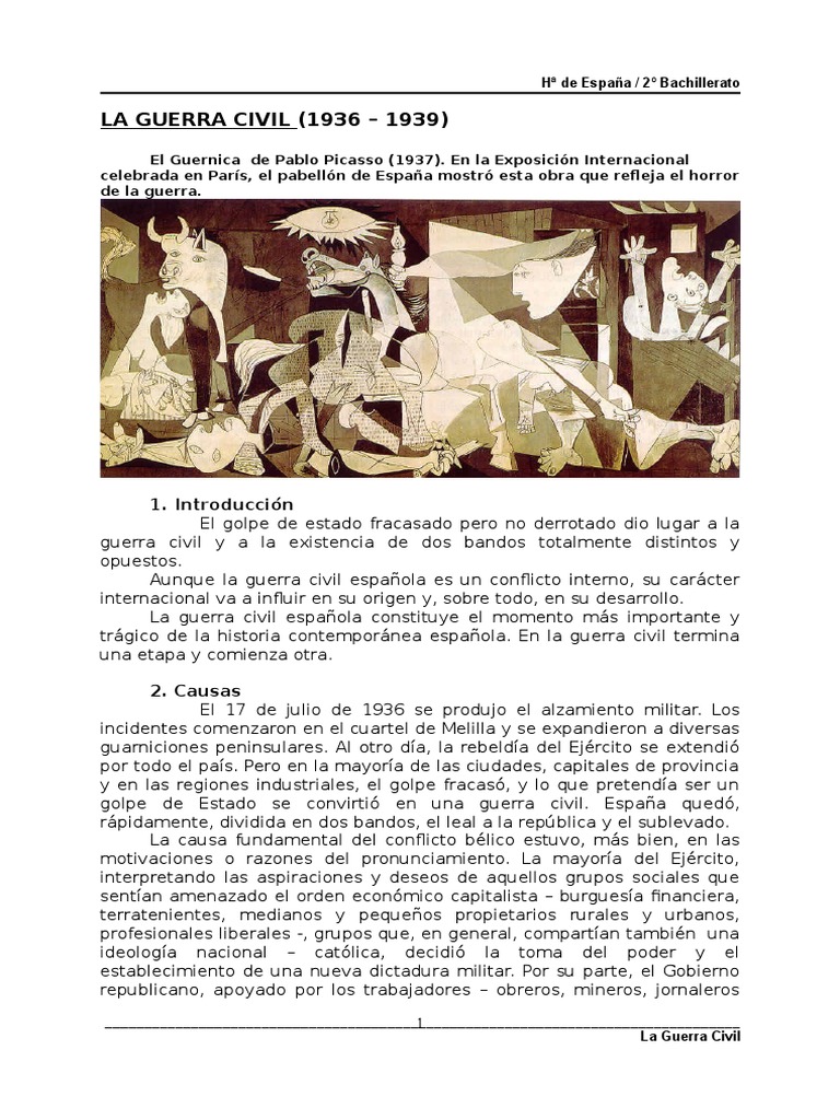La Guerra Civil Resumen Completo | PDF | guerra civil Española ...