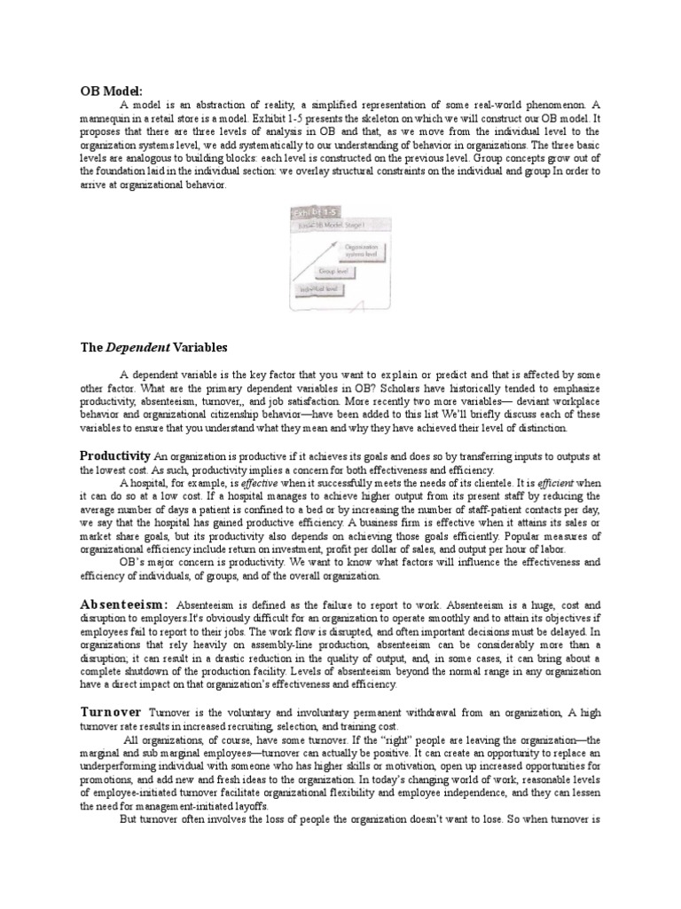 OB Model | PDF | Turnover (Employment) | Job Satisfaction