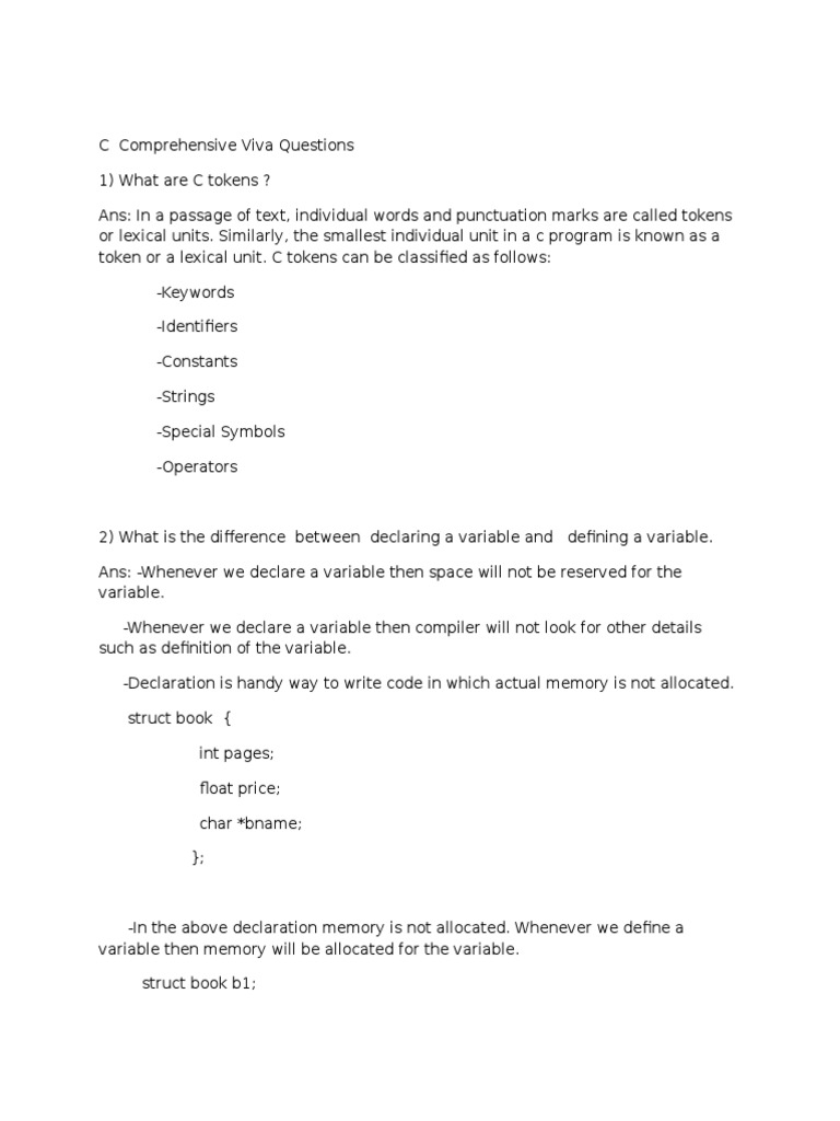 C Viva Que And Ans Pdf Pointer Computer Programming Array Data Structure 7861