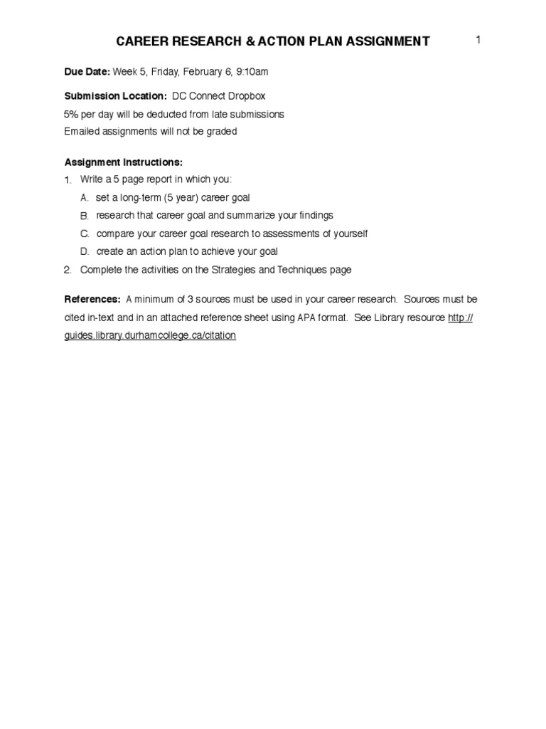 Career Research & Action Plan Guide | PDF | Goal | Psychological Concepts