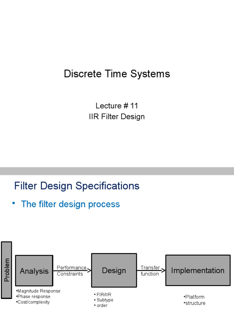 DSP Lect 11 Iir Design | PDF | Digital Signal Processing | Low Pass Filter
