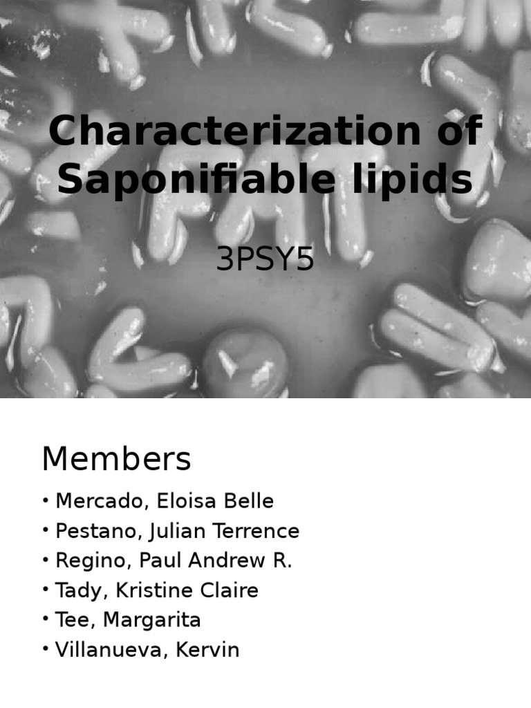 Characterization of Saponifiable Lipids | PDF | Lipid | Fatty Acid
