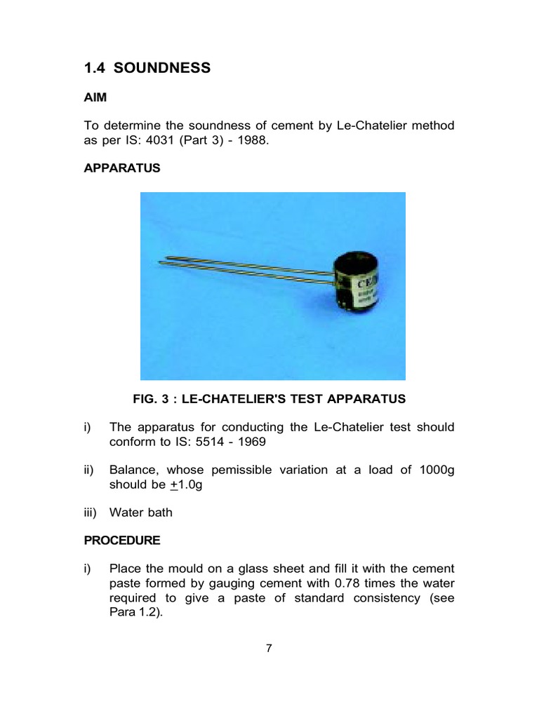 Cement Soundness Test | PDF | Water | Applied And Interdisciplinary Physics