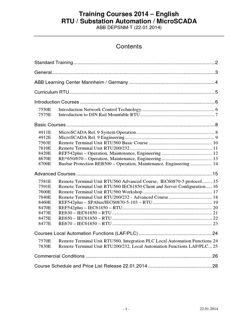 RTU Training Course Description 2014 | Download Free PDF | Programmable ...