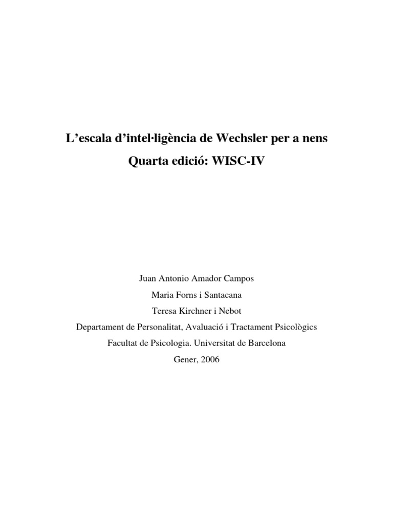 Test Wisc IV | PDF