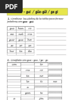 Ejercicios de sílabas gue y gui | PDF