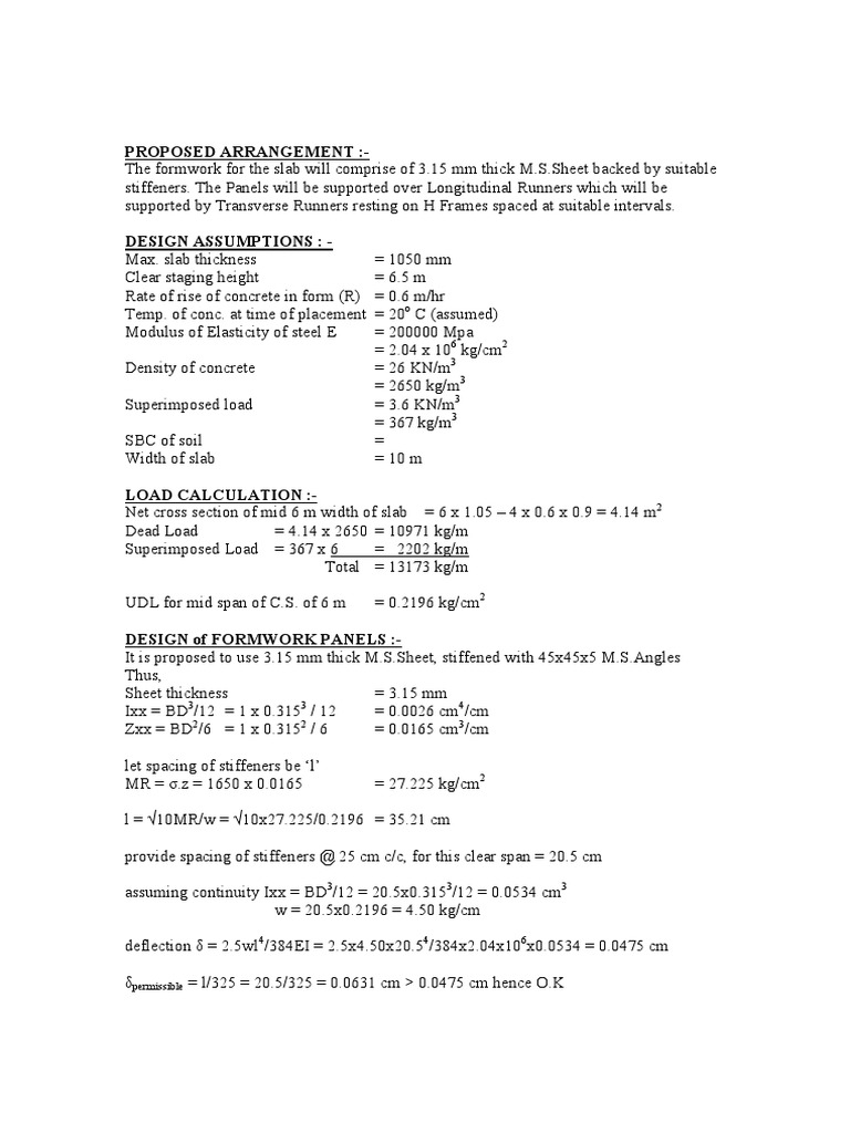 Slab Formwork | PDF | Chemical Product Engineering | Mechanics