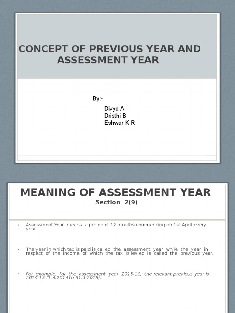 Previous Year vs Assessment Year Explained | PDF | Business | Finance ...