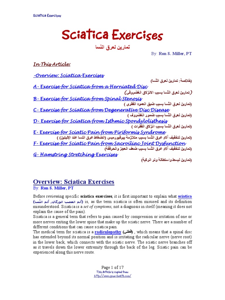 Sciatica Exercises | PDF | Musculoskeletal System | Human Anatomy