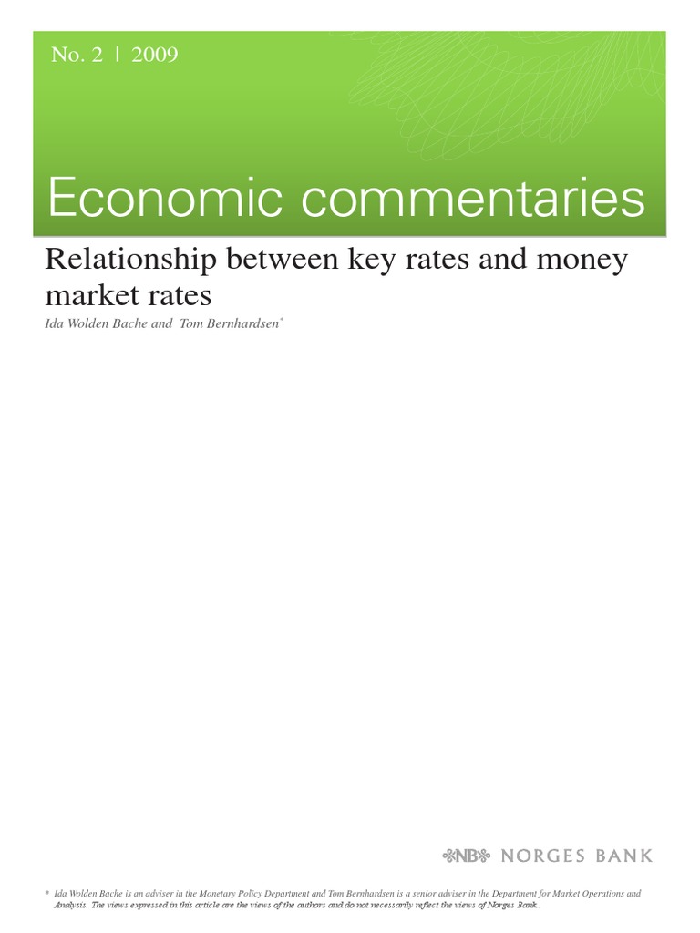 Economic Commentaries: Relationship Between Key Rates and Money Market ...