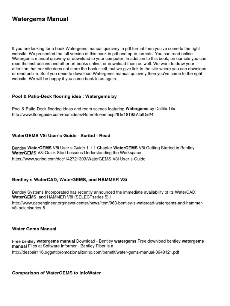 A Guide to Water Distribution Modeling and Management Tools: An ...