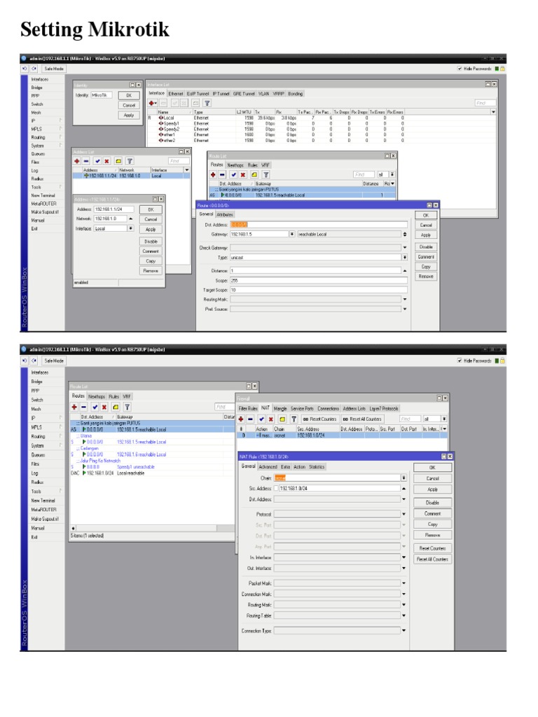 Tutorial Failover 2 Koneksi Internet Di Mikrotik | PDF