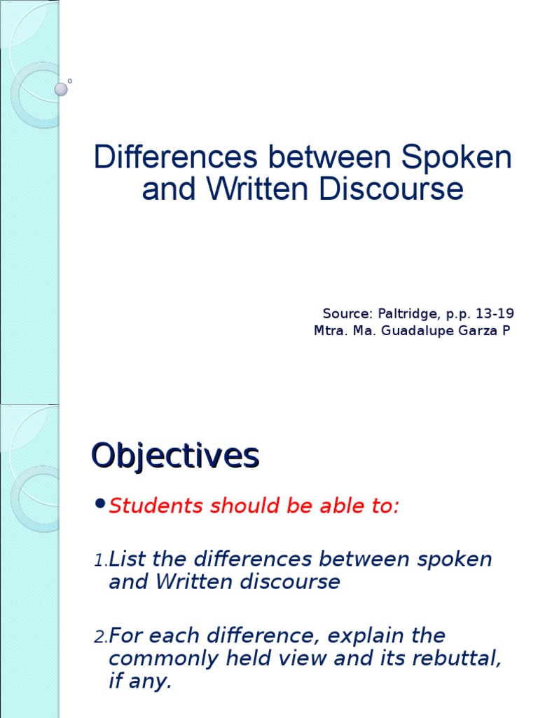 Differences Between Spoken and Written Discourse | PDF | Clause | Word