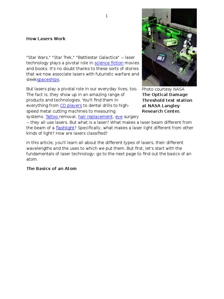 Understanding Laser Technology Basics | PDF | Laser | Emission Spectrum