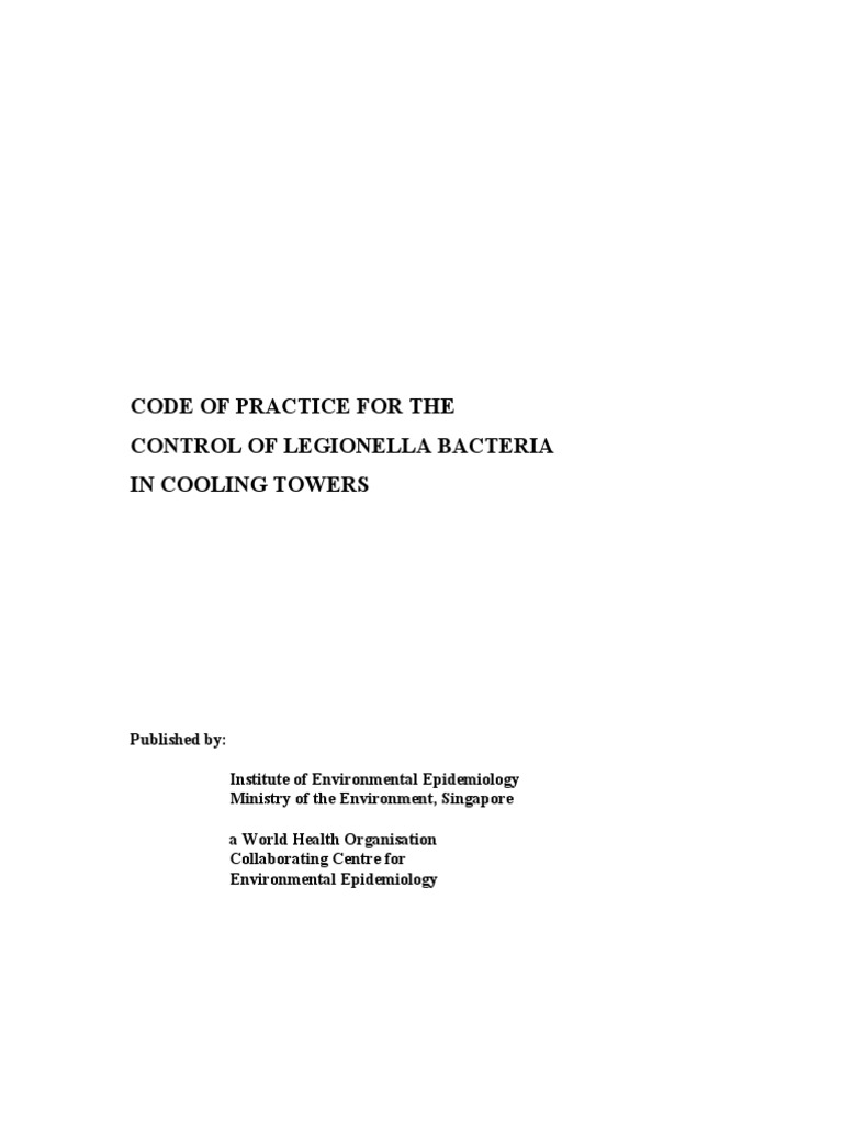 NEA Code of Practice For Control of Legionella Bacteria in Cooling Towers | PDF | Water ...