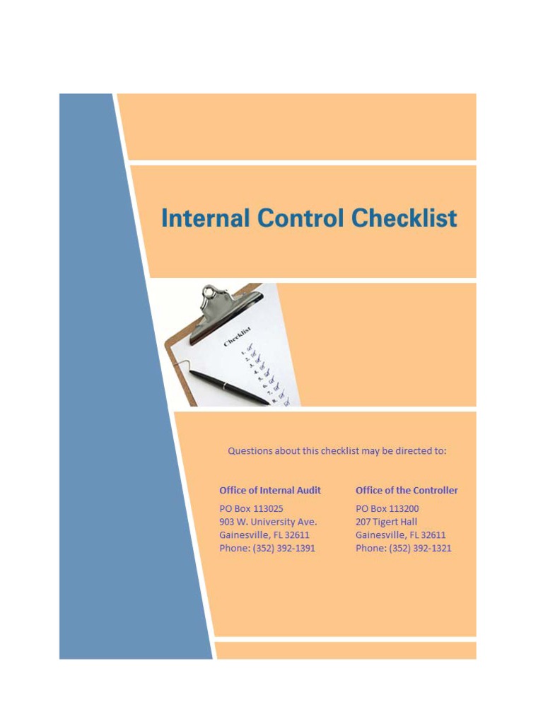 Internal Controls Checklist | PDF | Internal Audit | Audit