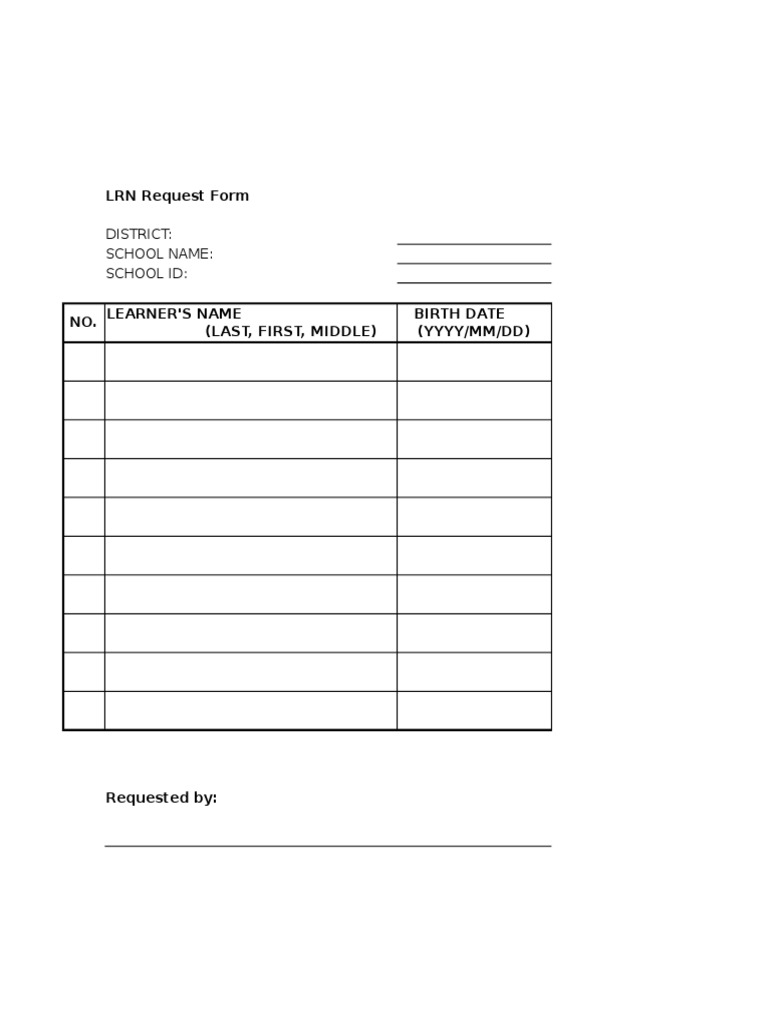 LRN Request Form Template | PDF | Social Science | Law
