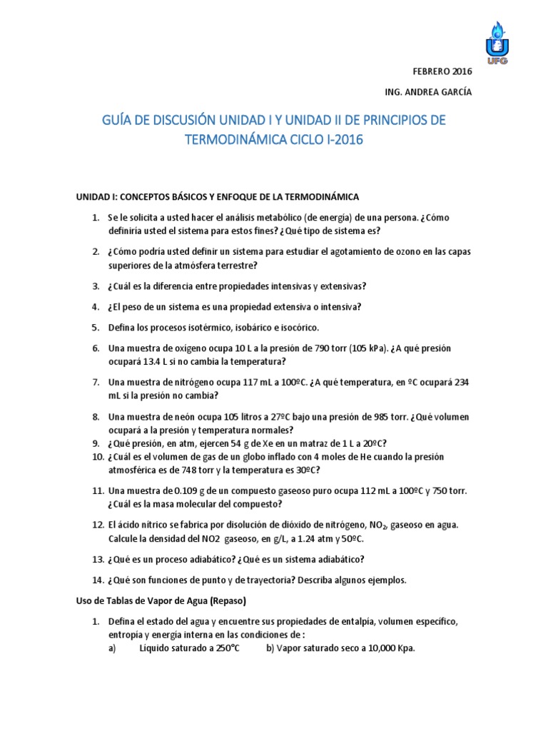 Guia de Discusion #1 | PDF | Calor | Presión